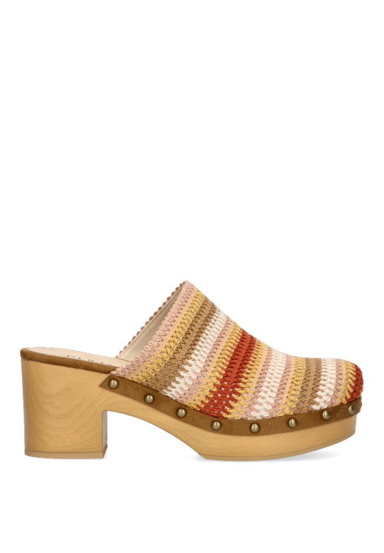 ZUECO MADERA CROCHET LUNA COLLECTION M4166 MUJER, MULTI COLOR