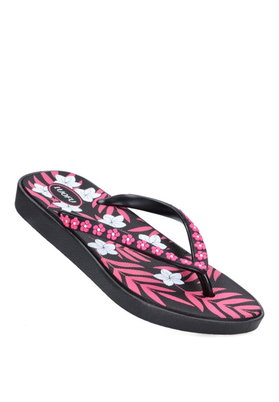 CHANCLA PLAYA DETALLE FLORAL JOMIX SD9857 MUJER, NEGRO - Luna Calzados ...